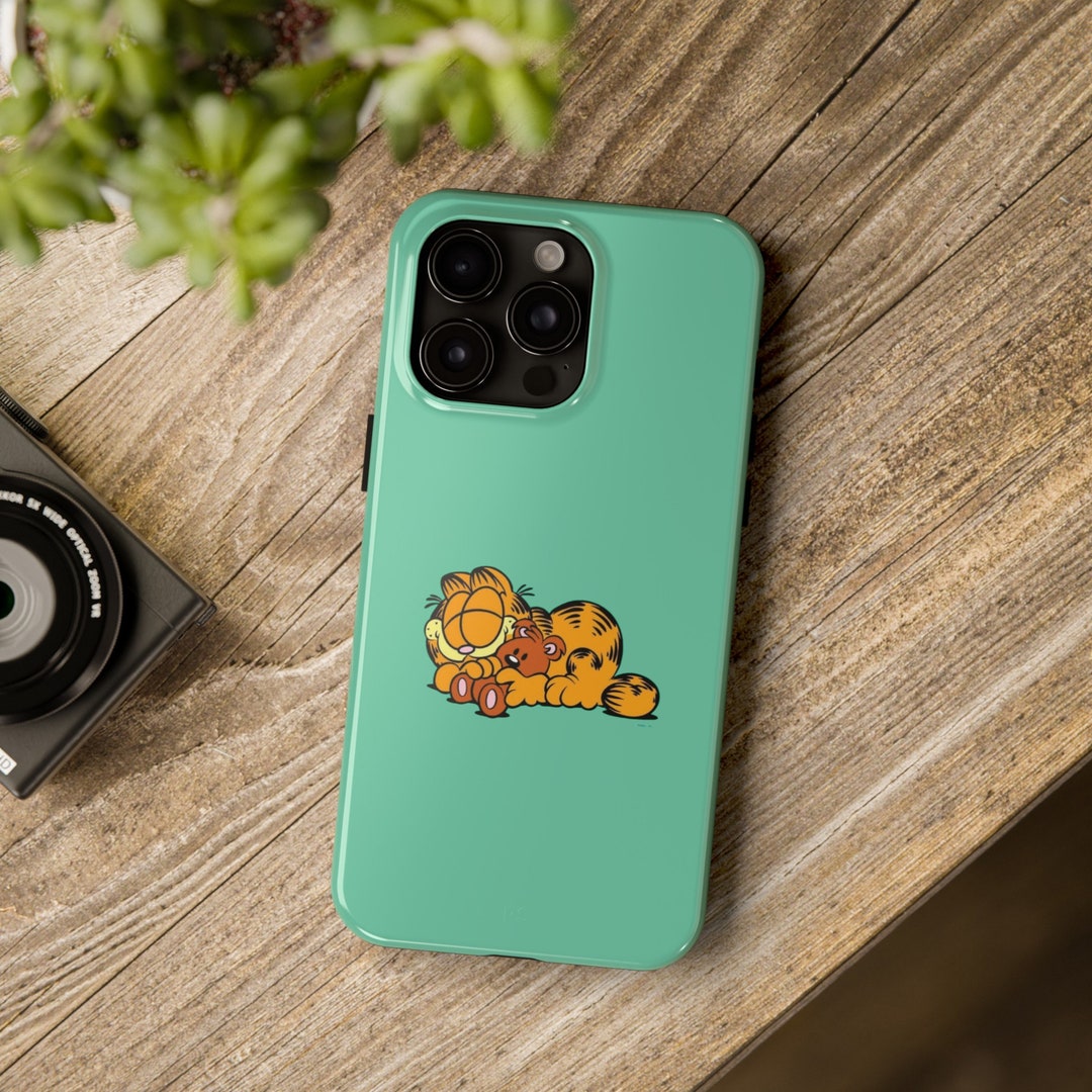 Custom Garfield Cat Phone Case, Garfield Lover iPhone Case, Cartoon Cat ...