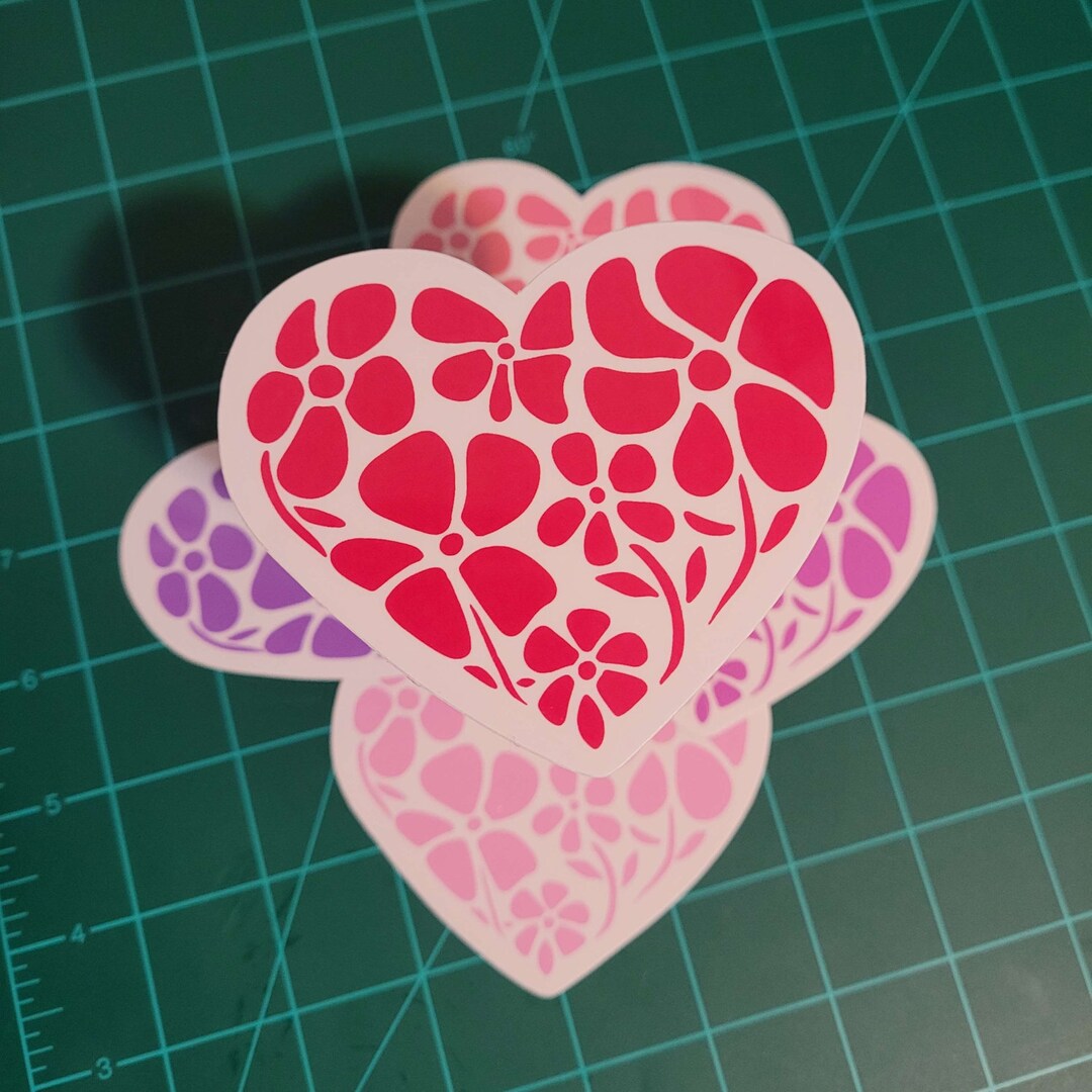 Flower Heart Vinyl Stickers, 3" - Etsy