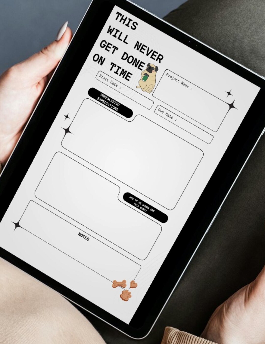 This Will Never Get Done on Time Digital Planning Page Pug, Notepad ...