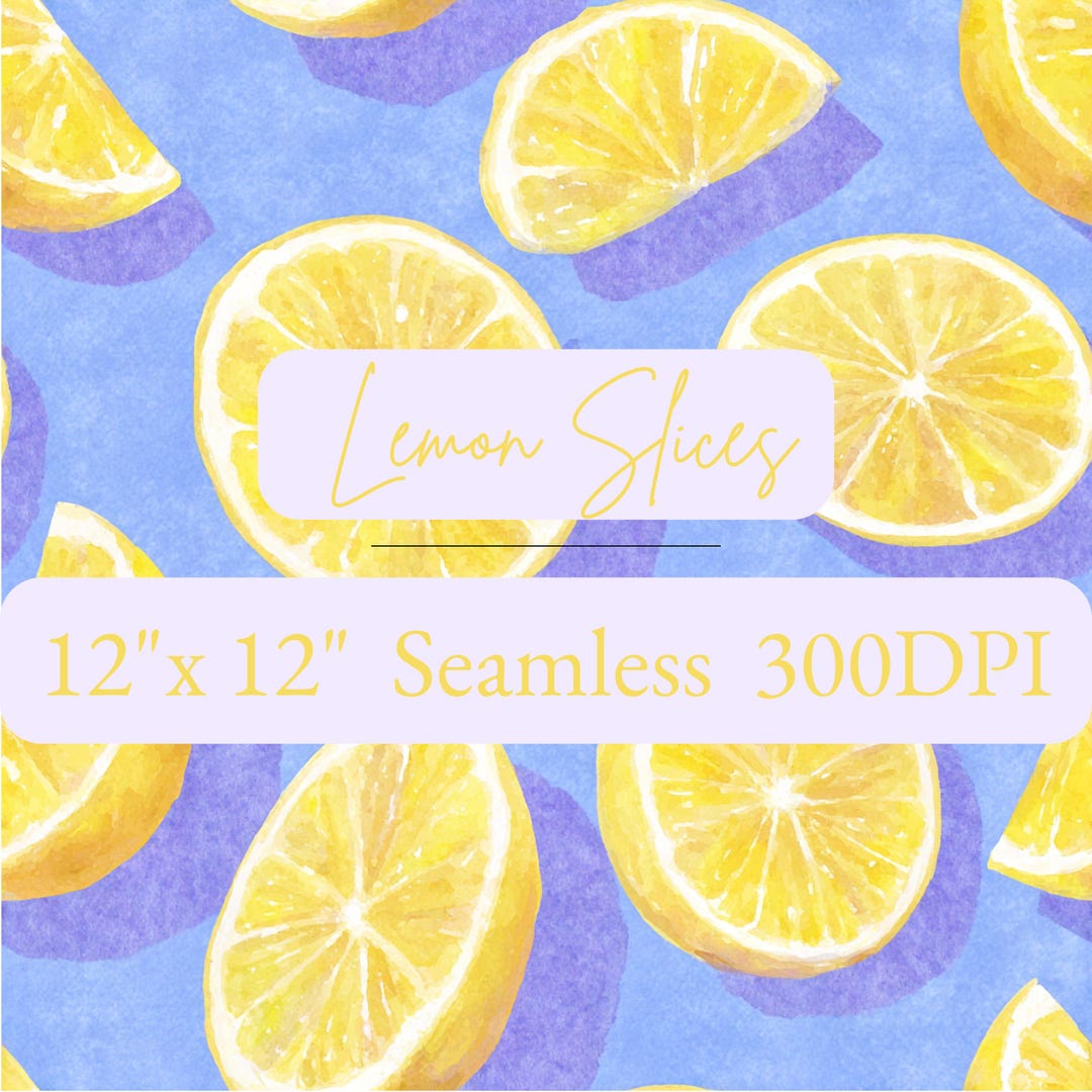 Watercolor Lemon Slice Seamless Repeating Pattern | Digital Download 12 ...