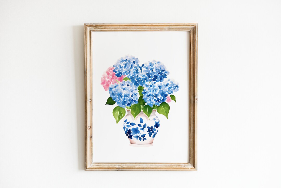 Hydrangea Water Color Poster Floral Wall Art Poster Colorful - Etsy