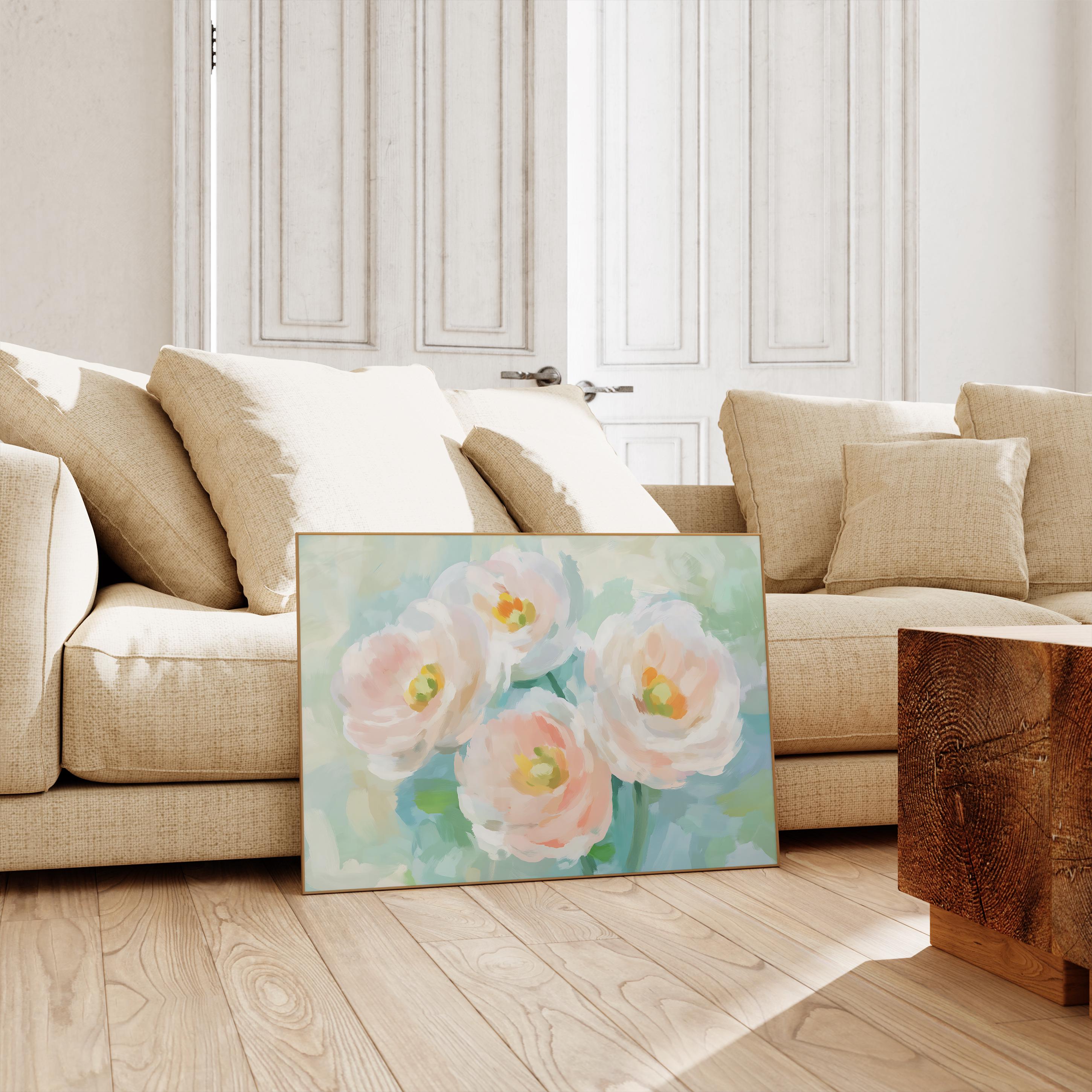 Soft Pastel Floral Wall Art Watercolor Flower Poster Abstract Nature ...