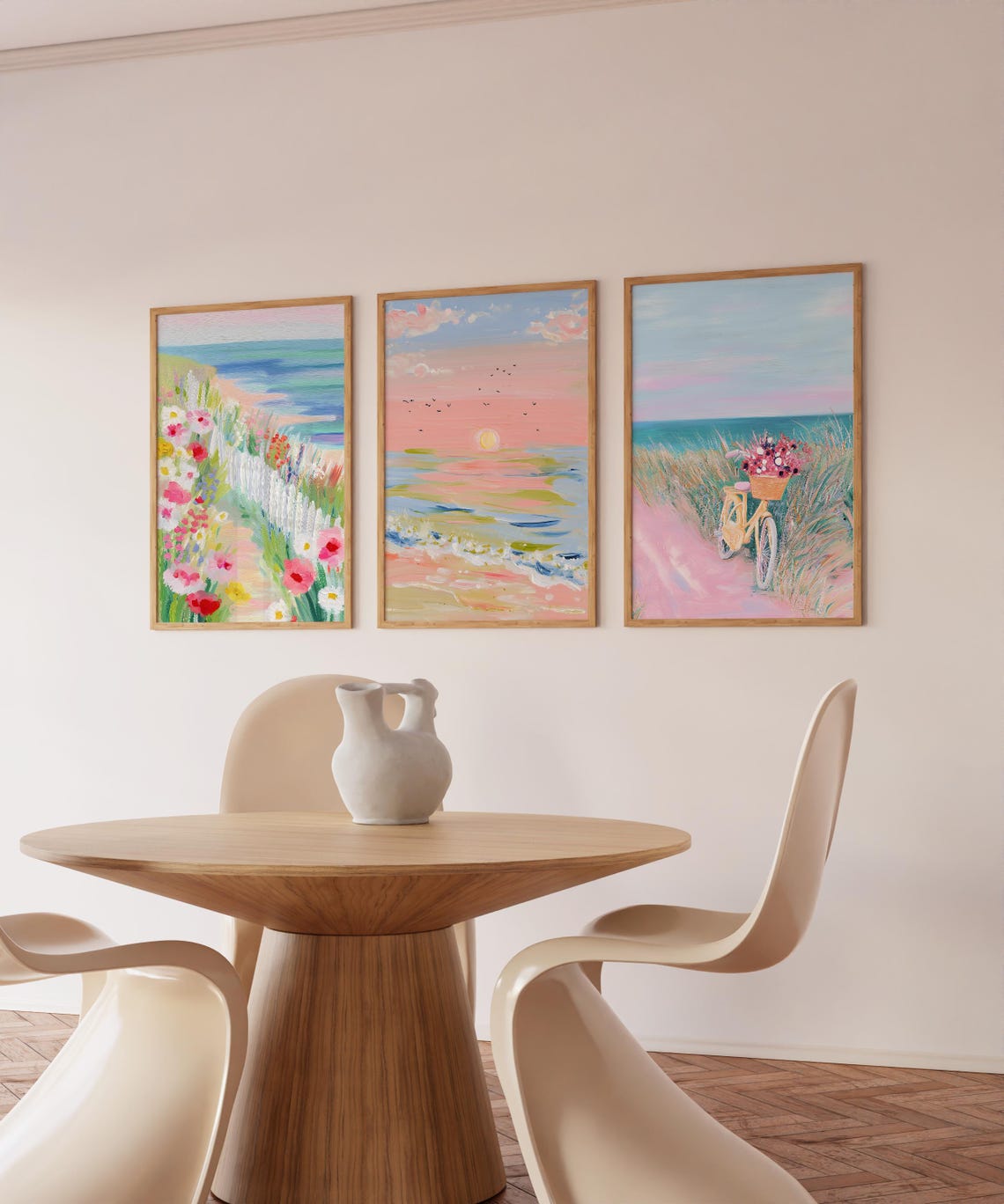 Coastal Pastel Beach Print Set: Summer Cottagecore Gallery Wall ...