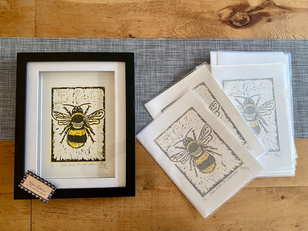 Bumblebee Limited Edition A4 Linocut Bee Print lino Print - Etsy