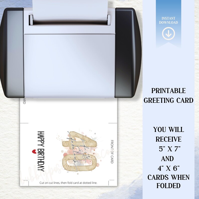 Printable 40th Birthday Card, Fabulous Sparkly Card, Milestone ...