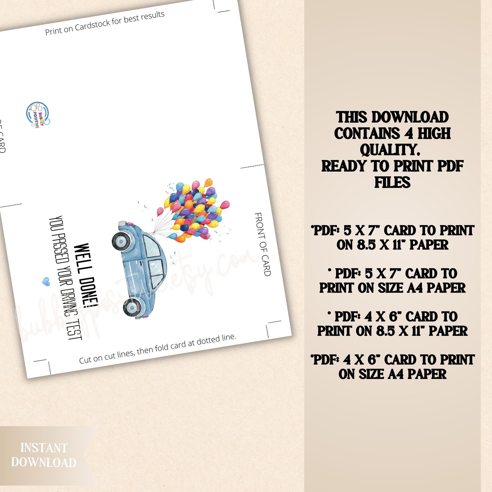 New Driver Printable Card, Congratulation Card, Driving Test Success ...
