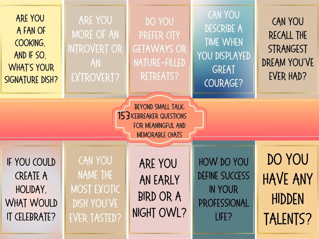 Icebreaker Questions: 153 Printable Conversation Starters (PDF) - Etsy
