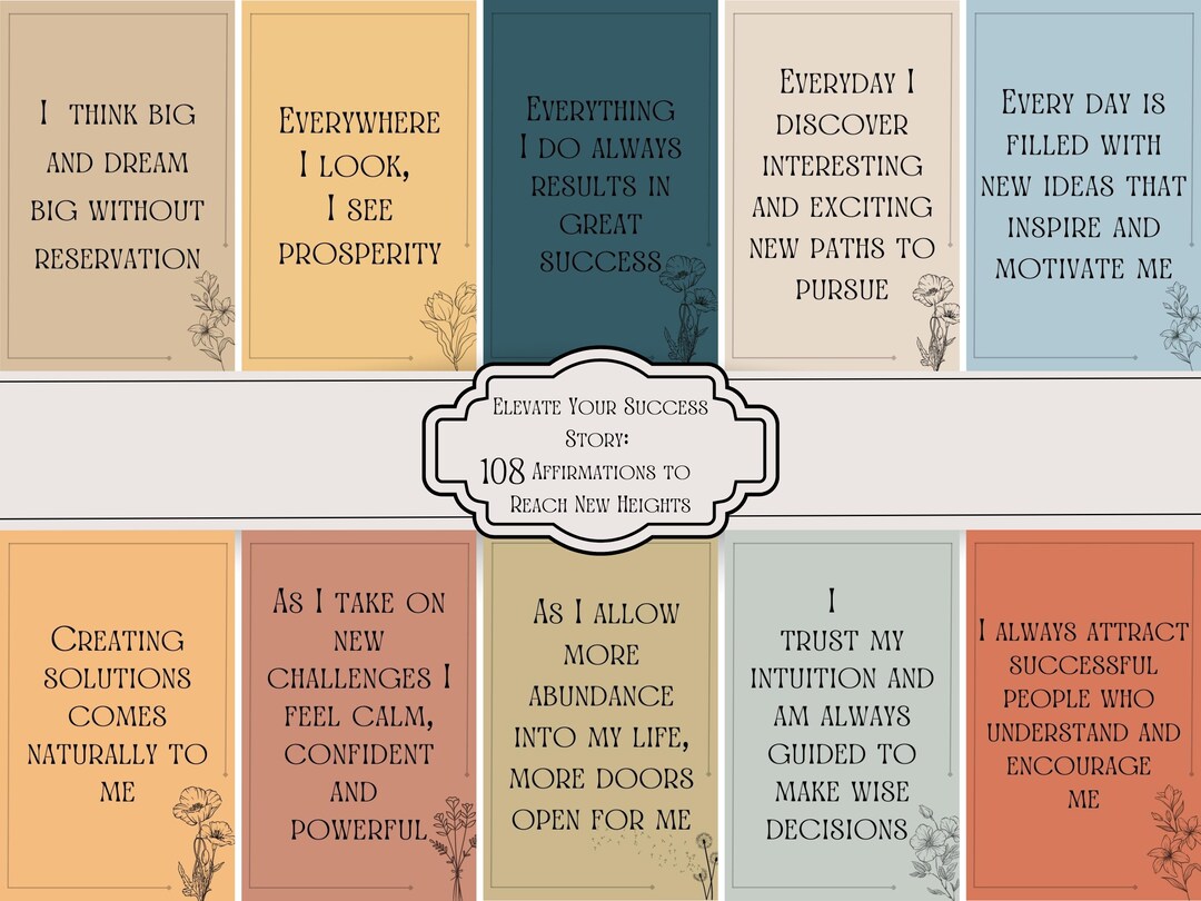 108 Success Affirmation Cards , Elevate Your Success Story: 108 ...