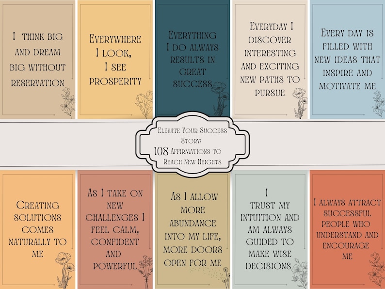 108 Success Affirmation Cards , Elevate Your Success Story: 108 ...