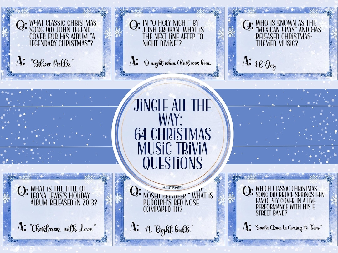 Christmas Trivia Music Printable Game, Set of 64 Questions, Great for ...
