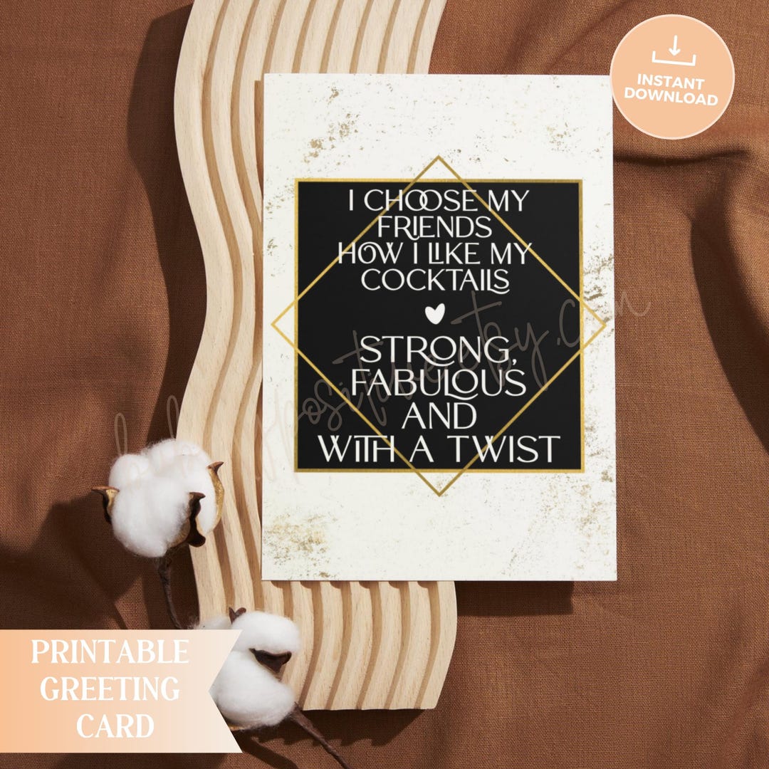 Strong Fabulous Friends Cocktail Digital Card, Fun Friendship Card ...