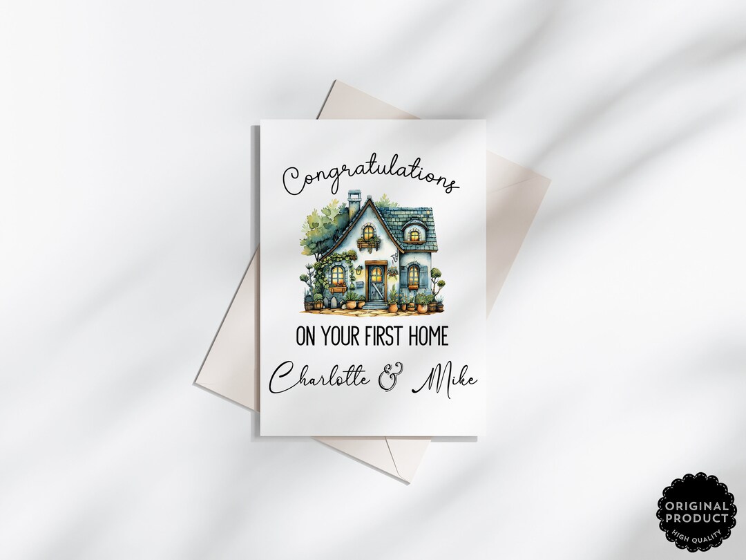 New Home Congratulations Card, First Home Key Holder, Housewarming Gift ...
