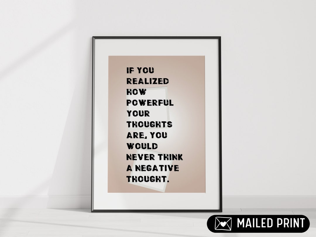 Powerful Thoughts Quote Poster, Motivational Wall Art, Unframed Décor ...