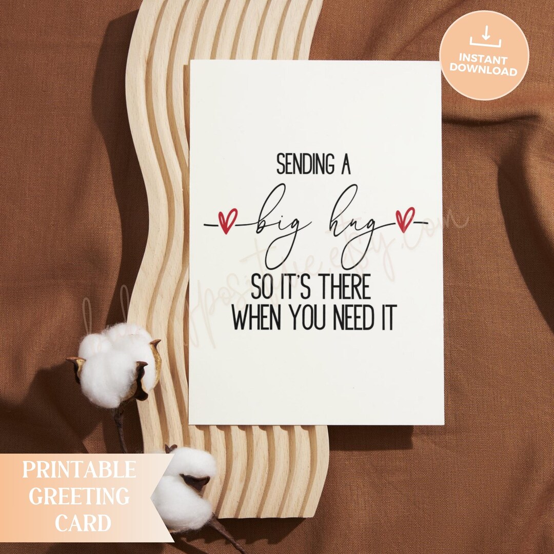 Big Hug Friendship Card: Thinking of You Printable (digital Download ...