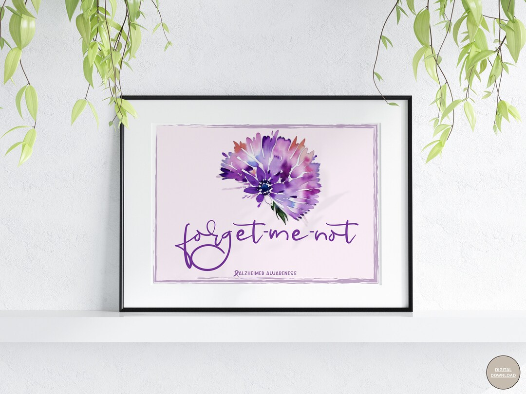 Forget Me Not Alzheimer Wall Art, Brain Floral Print, Memory Awareness ...