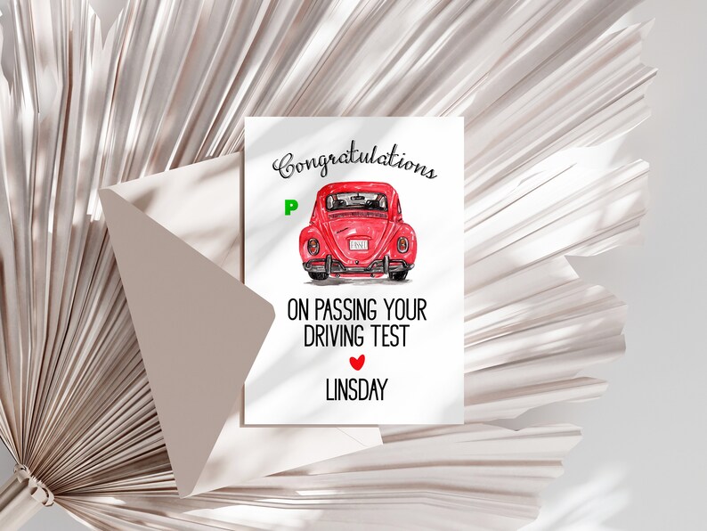 New Driver Red Car Congrats Card, Driver's License Card, Car Enthusiast ...