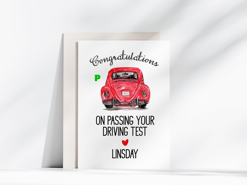 New Driver Red Car Congrats Card, Driver's License Card, Car Enthusiast ...