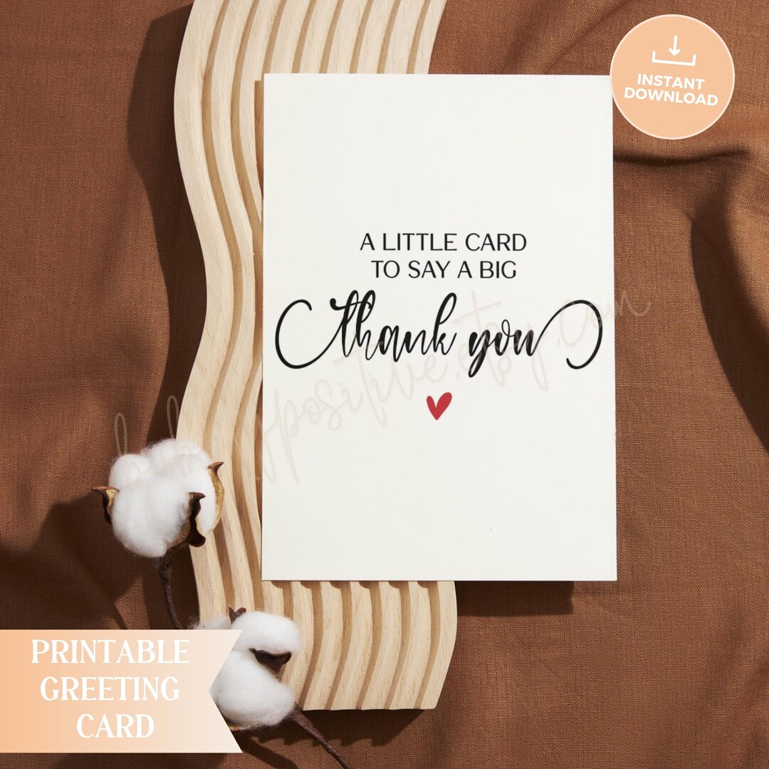 Simple Thank You Card: Printable Note (digital Download) - Etsy