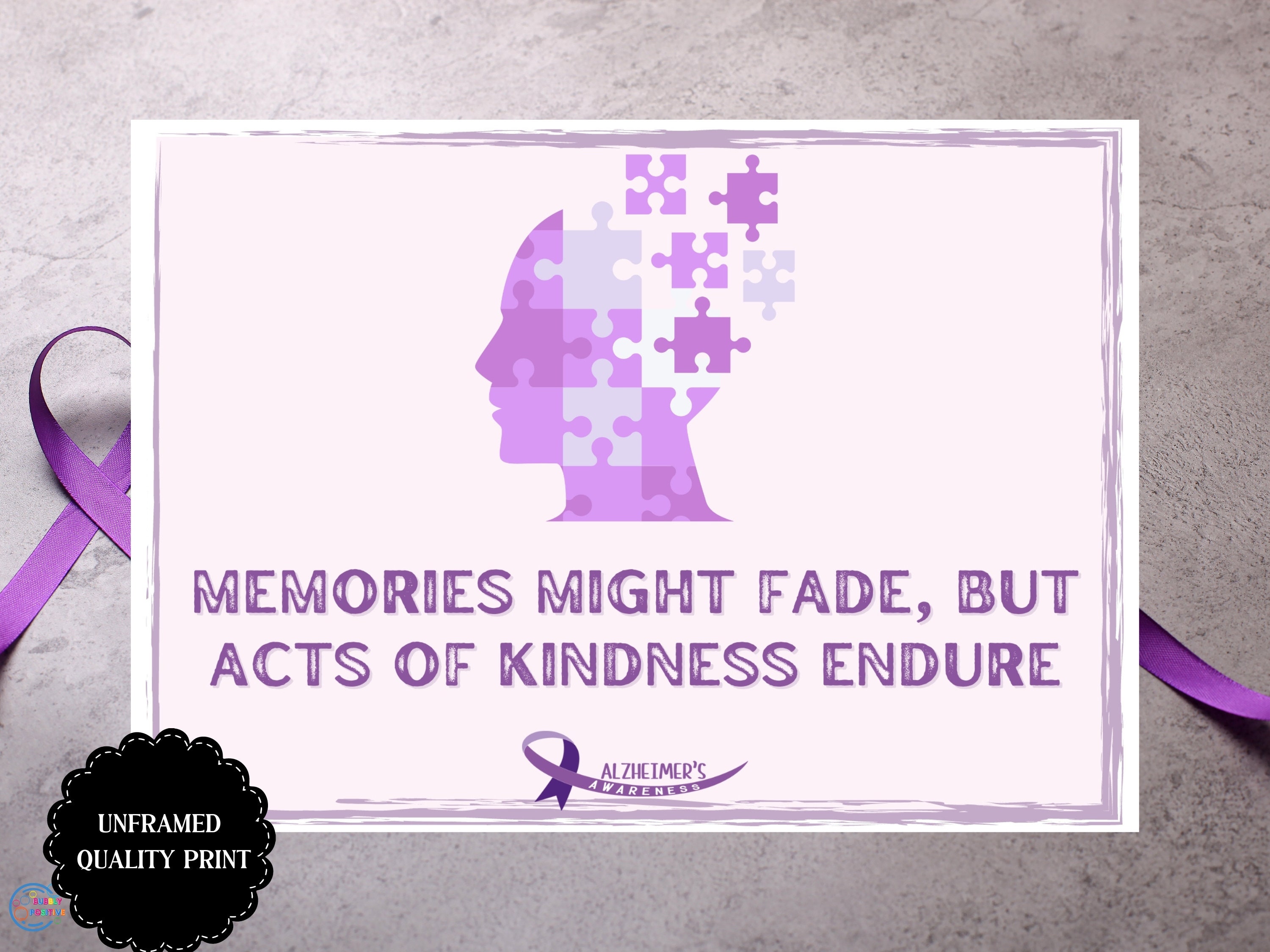 Memories Might Fade Poster, Alzheimer's Awareness Wall Art, Unframed ...