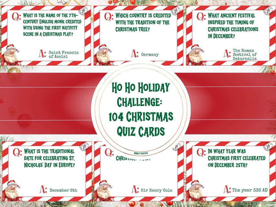 Christmas Quiz Printable, Holiday Trivia Game, Festive Party Activity ...