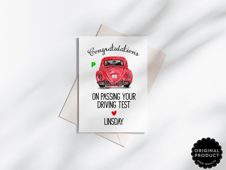 New Driver Red Car Congrats Card, Driver's License Card, Car Enthusiast ...