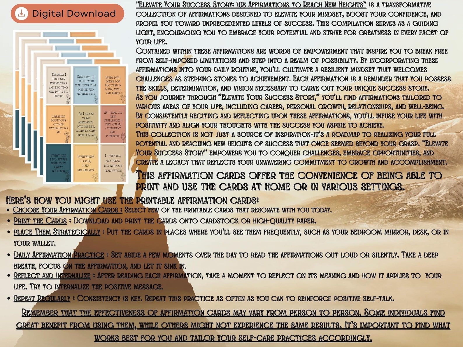 108 Success Affirmation Cards , Elevate Your Success Story: 108 Affirmations to Reach New ...