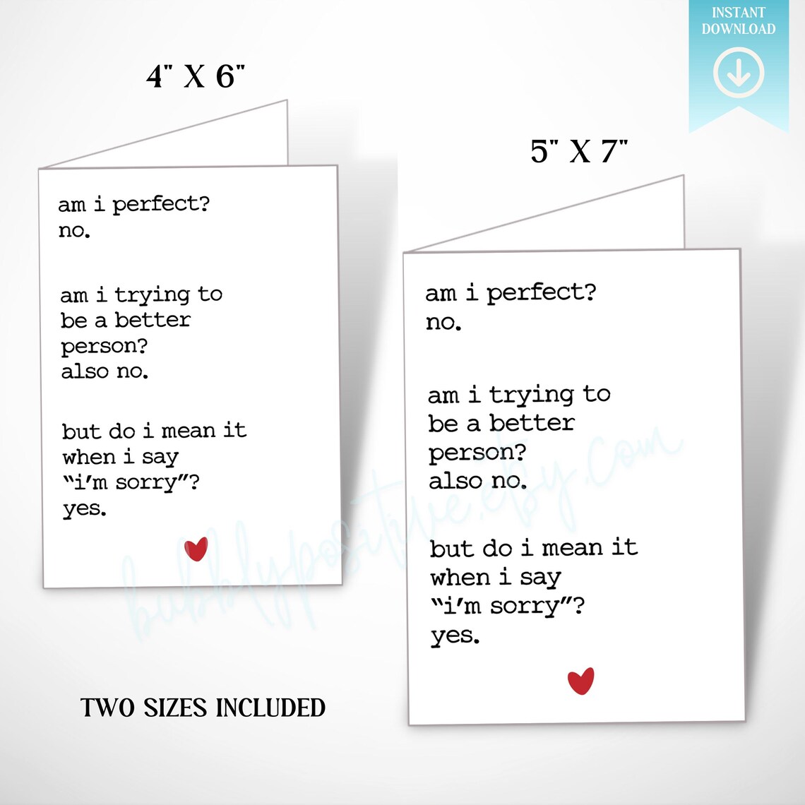 Funny Apology Card: Sincere Printable Sorry Card (digital Download) - Etsy