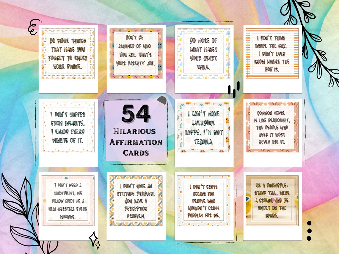 54 Hilarious Affirmation Cards: Laugh Your Way to Positivity (printable ...