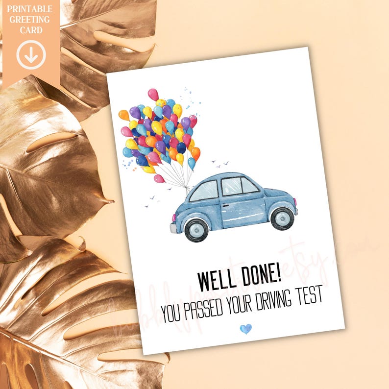 New Driver Printable Card, Congratulation Card, Driving Test Success ...