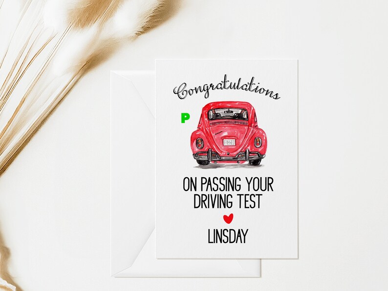 New Driver Red Car Congrats Card, Driver's License Card, Car Enthusiast ...