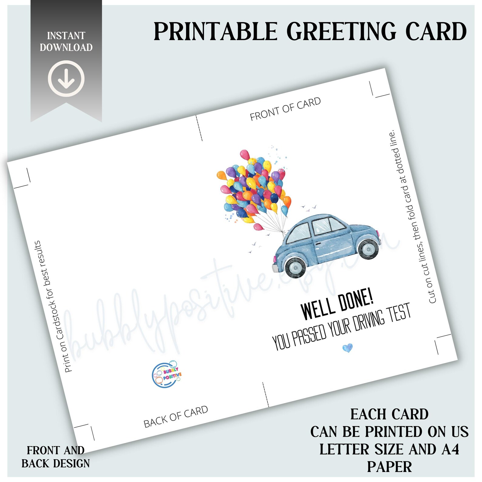 New Driver Printable Card, Congratulation Card, Driving Test Success ...