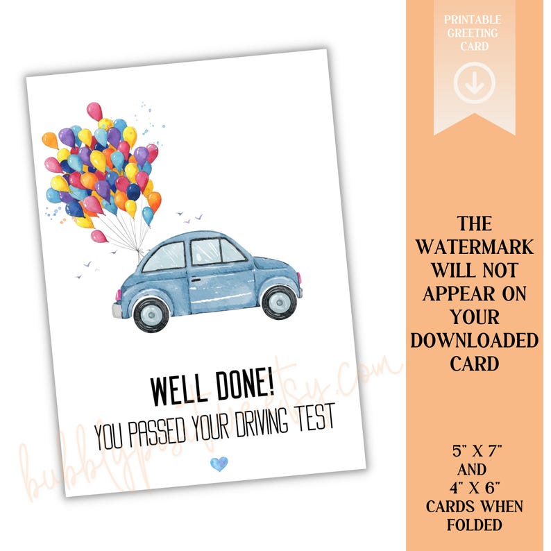 New Driver Printable Card, Congratulation Card, Driving Test Success ...