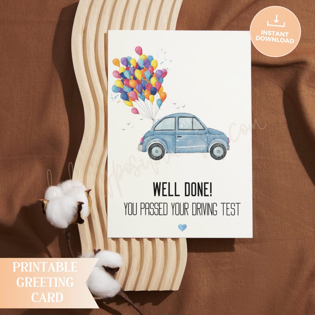 New Driver Printable Card, Congratulation Card, Driving Test Success ...