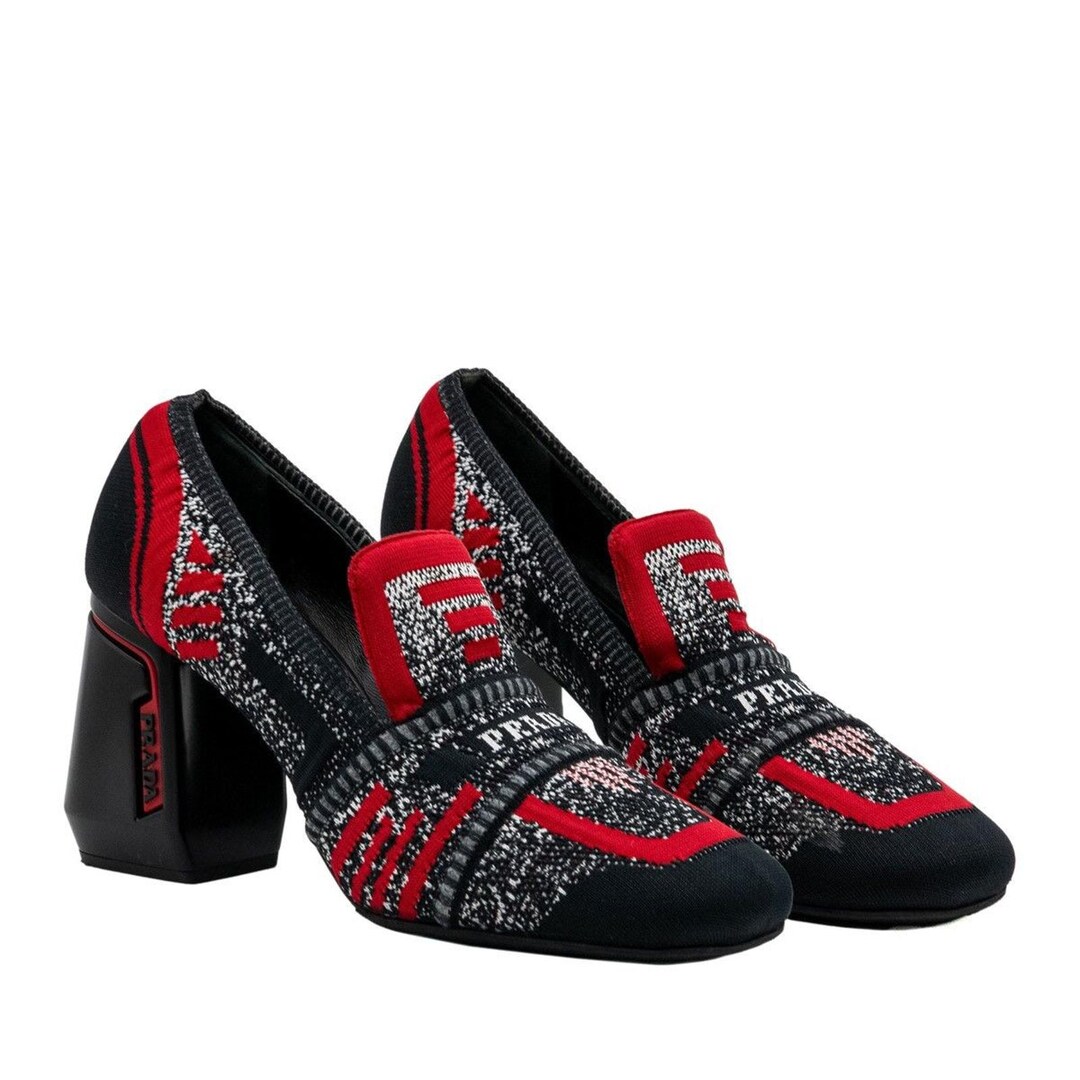Prada Linea Rossa Women’s Knitted Logo Textile Loafers Heels - Etsy