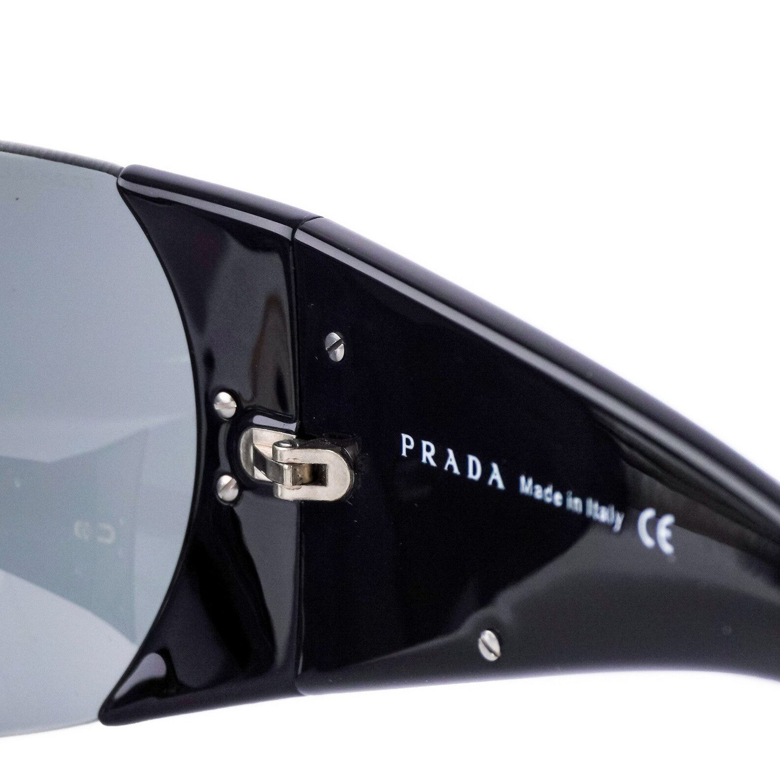 Prada SPR16H Old Logo Mask Rimless Shield Black Sunglasses - Etsy