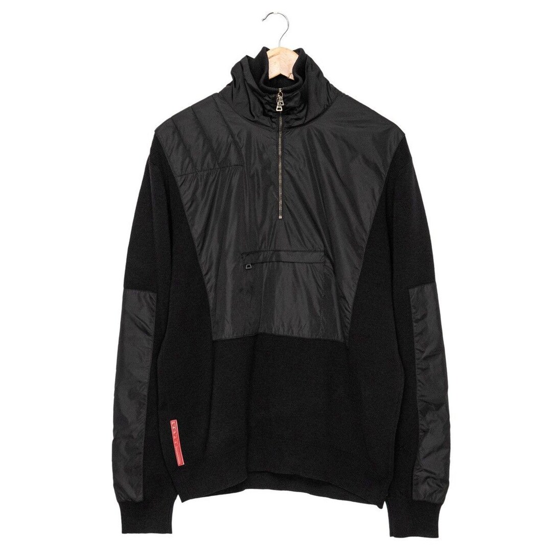 Prada Linea Rossa Logo Nylon Wool Double Half Zip Sweater - Etsy