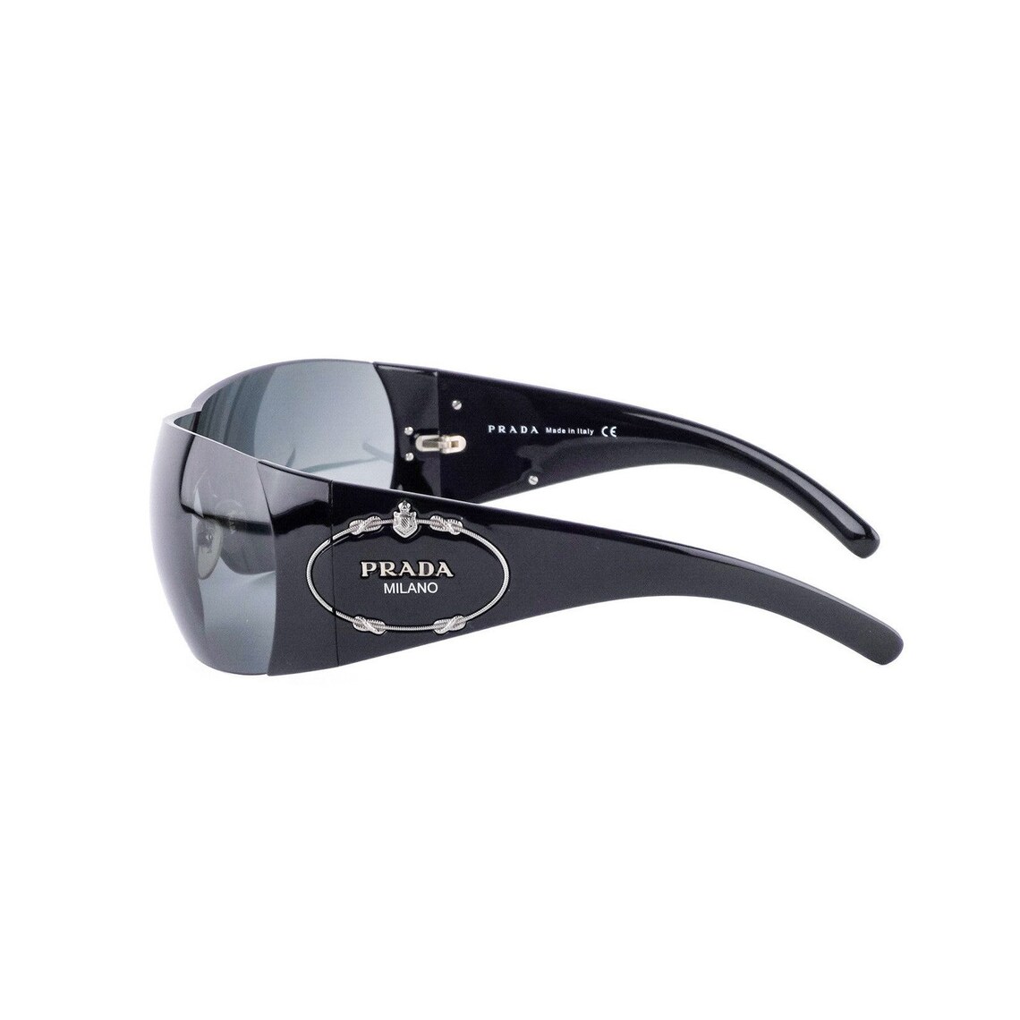 Prada SPR16H Old Logo Mask Rimless Shield Black Sunglasses - Etsy