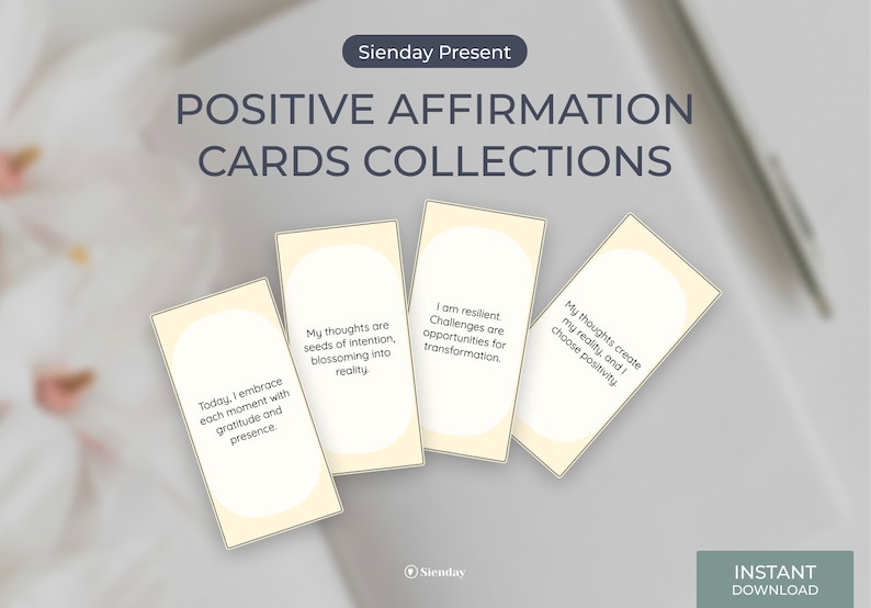 Positive Affirmation Cards Collection 45 Cards 5 Theme Positivity Self ...