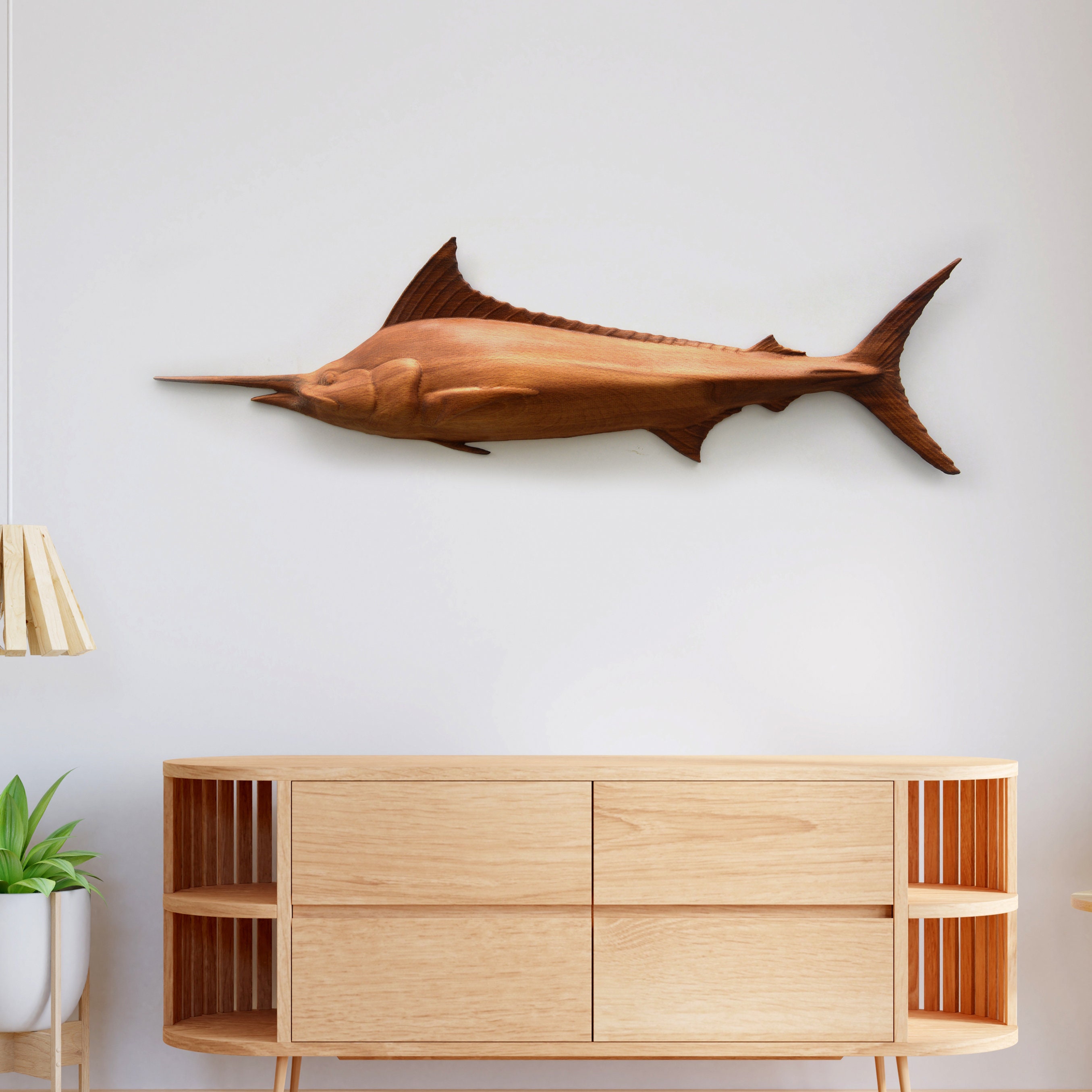 Hand Carved Beech Wood Marlin Wall Art: Nautical Decor - Etsy