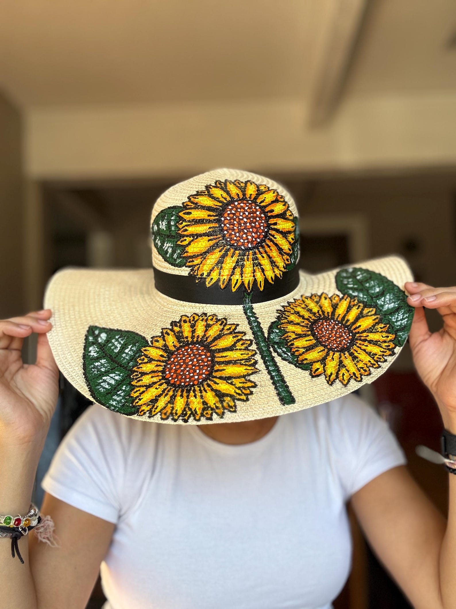 Hand-painted Wide-brimmed Hats, With Flowers Designs, Unique and ...