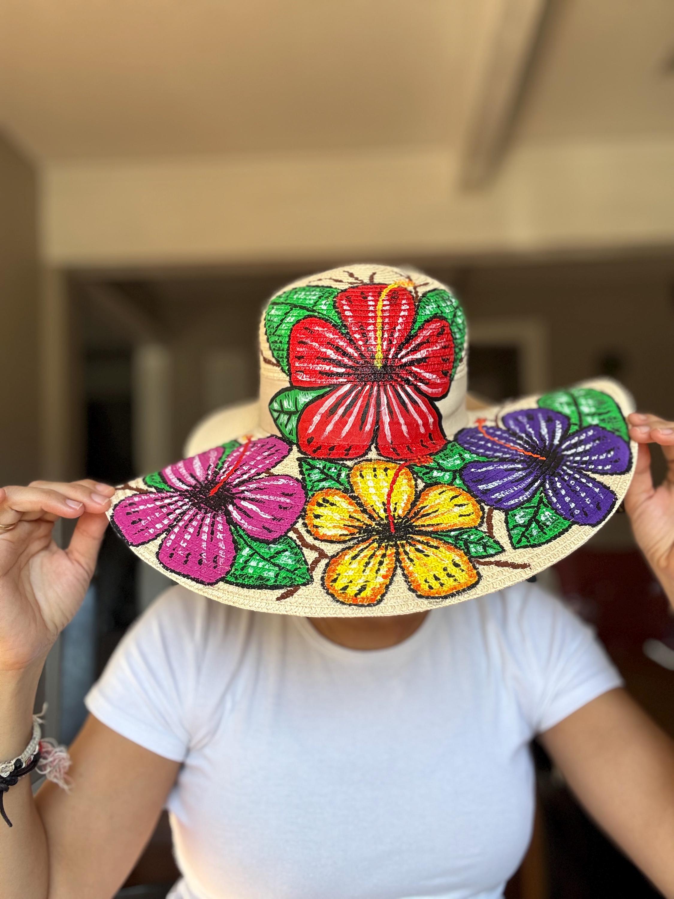 Hand-painted Wide-brimmed Hats, With Flowers Designs, Unique and ...