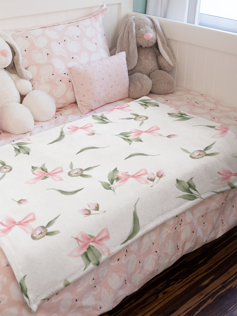 Coquette Velveteen Plush Blanket, Coquette Room Decor, Pink Bow Blanket ...