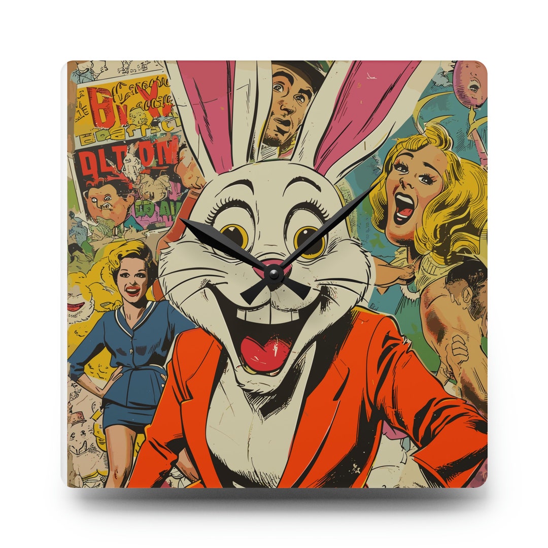 Square Wall Clock, Pop Art Wall Clock, Retro Pop Art Clock, Vintage ...