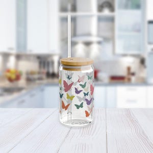 Boho Butterfly Tumbler, Butterfly Sipper Cup, Personalized Drink Glass ...