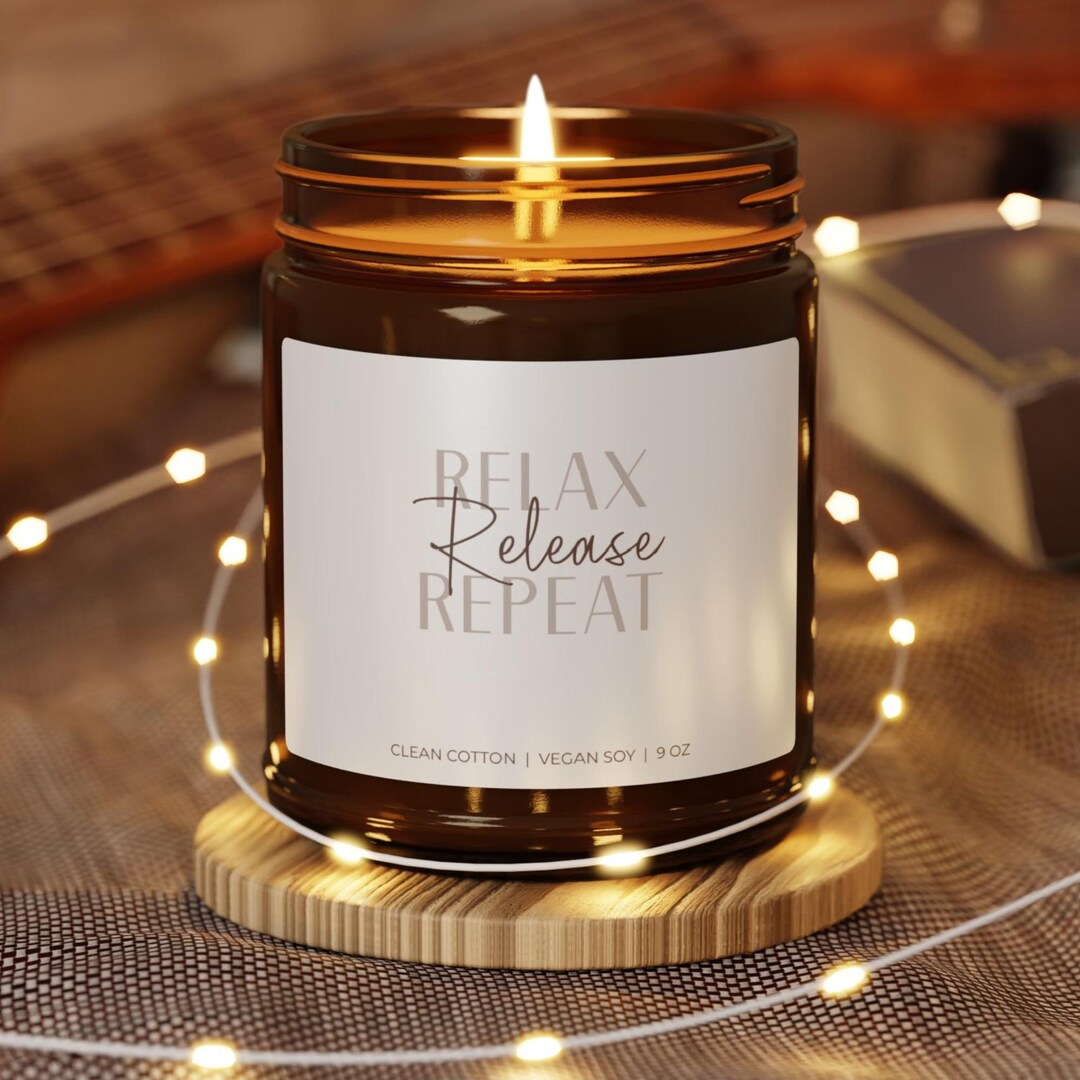 Relax Release Repeat Amber Candle in 4 Ounce or 9 Ounce, Glass Vegan ...