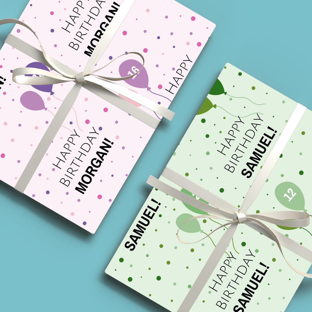 Happy Birthday Balloon Gift Wrap, Custom Birthday Wrapping Paper ...
