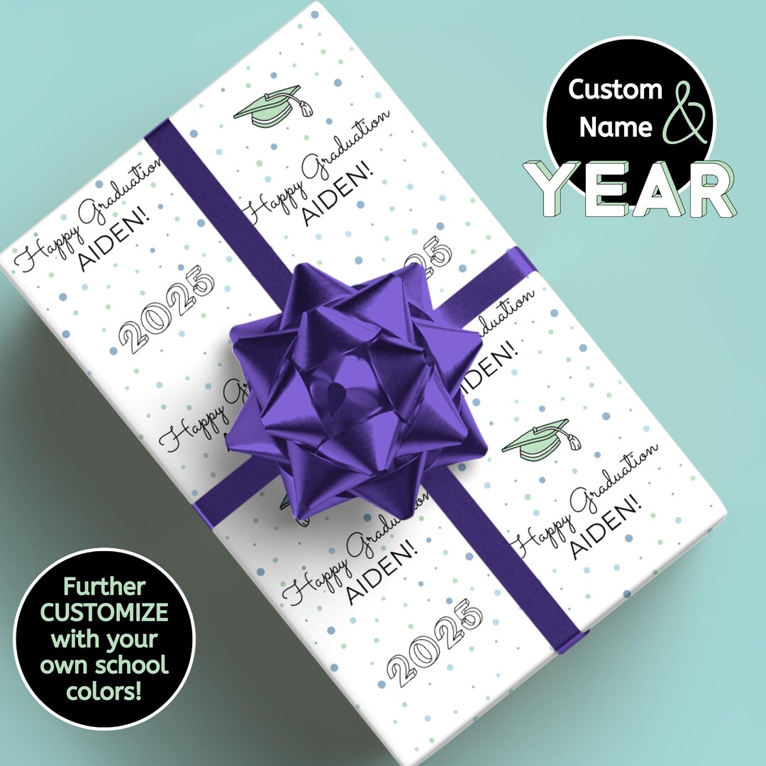 Personalized Graduation Gift Wrap, Custom Grad Gift, Name Graduation ...