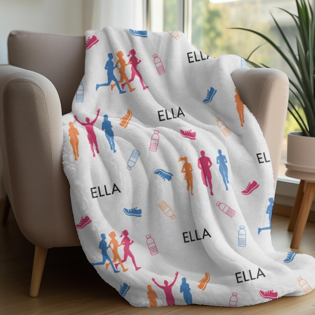 Personalized Name Blanket for Runners, Custom Gift for Runner, Custom ...