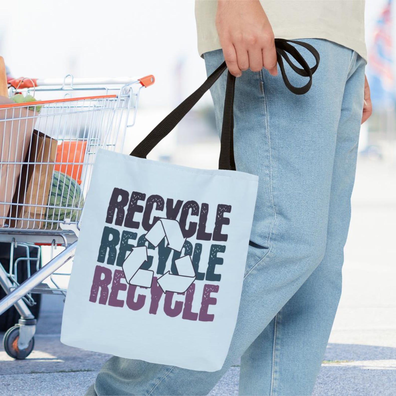 Recycle Tote Bag, Earth Tote Bag, Statement Shopping Bag, Earth Day ...