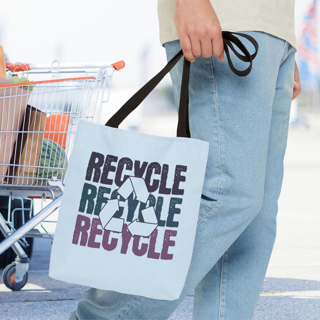 Recycle Tote Bag, Earth Tote Bag, Statement Shopping Bag, Earth Day ...